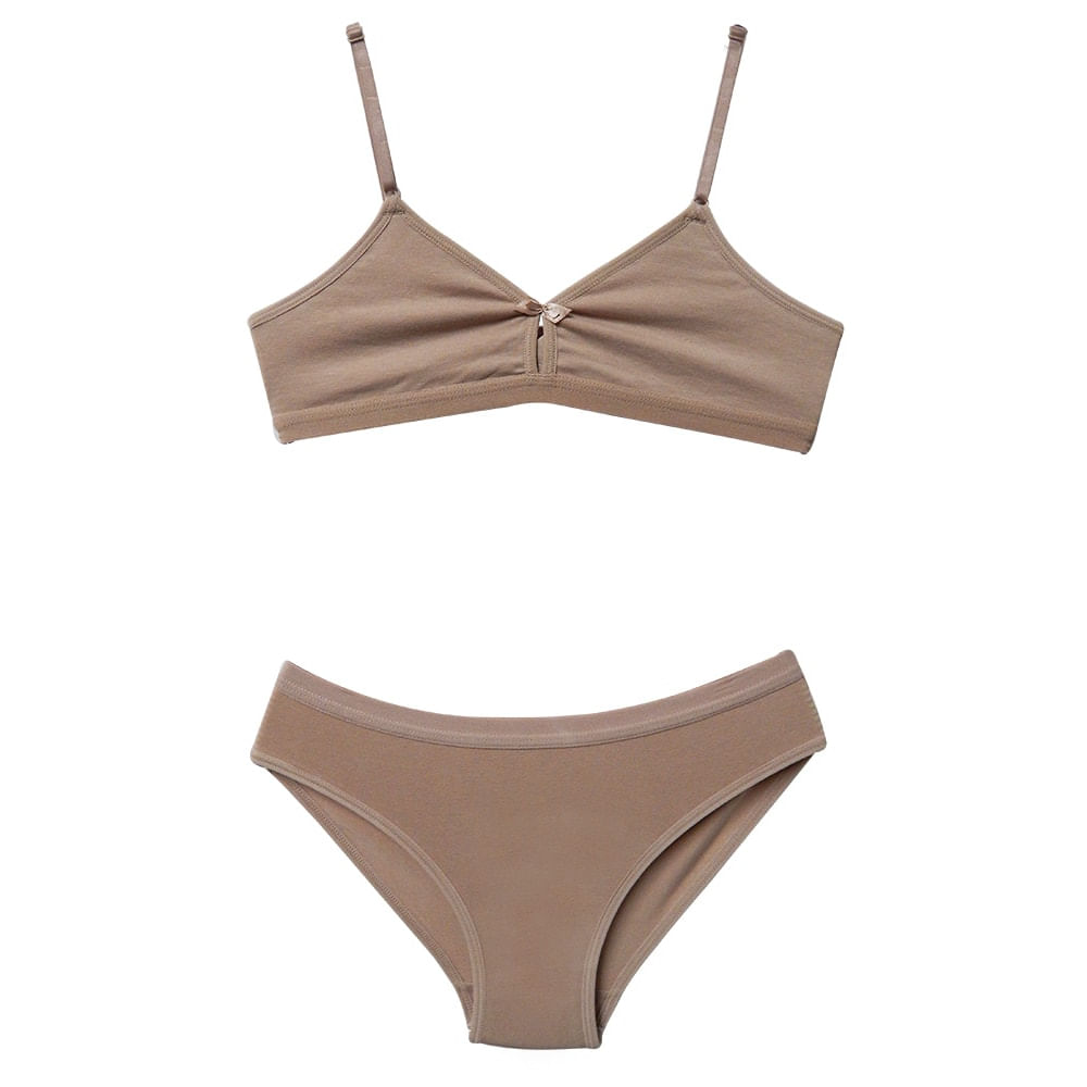 Conjunto Menina Moça Juvenil Sem Bojo Com Algodão Soft Branco 12intima